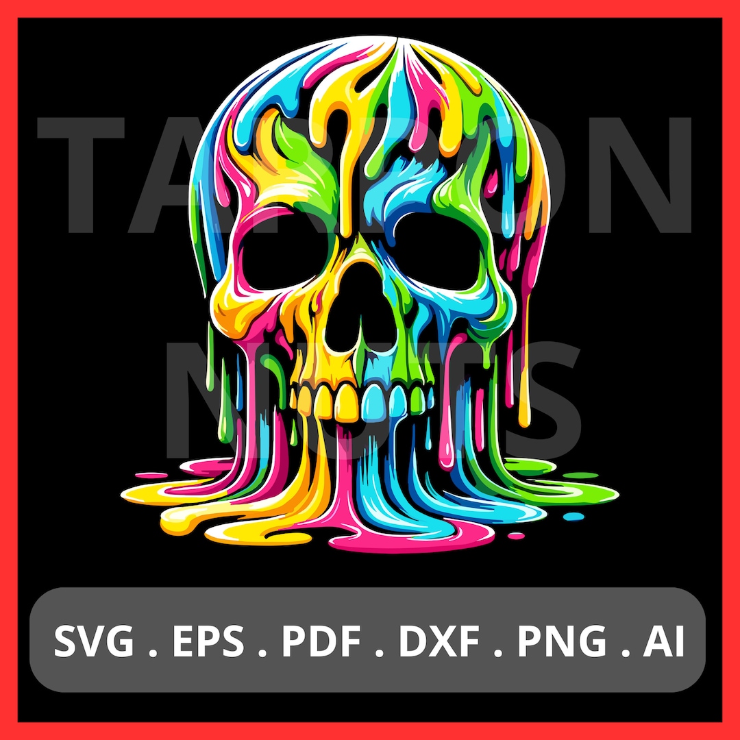 Multicolored Skull Svg Neon Skull Svg Melting Skull Vector Skull With ...