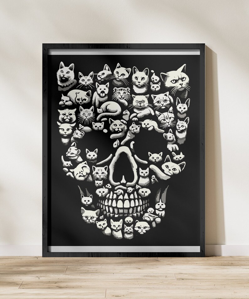 Cat Skull Svg | Feline Skull Svg | Feline Graphic Design | Cats Forming ...