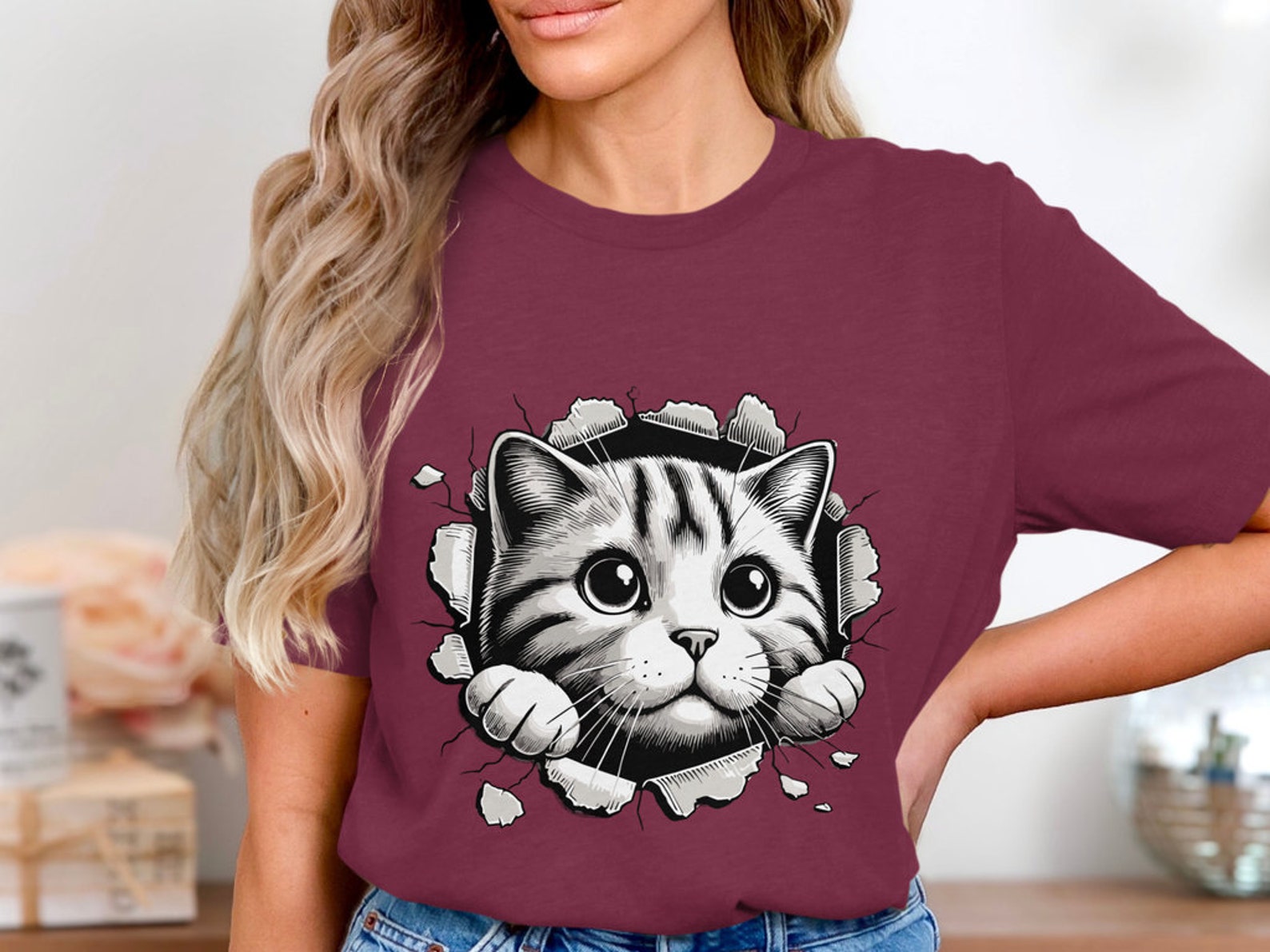 Cute Cat Svg | Cat Breaking Through Wall | Cartoon Cat Png | Funny Cat ...