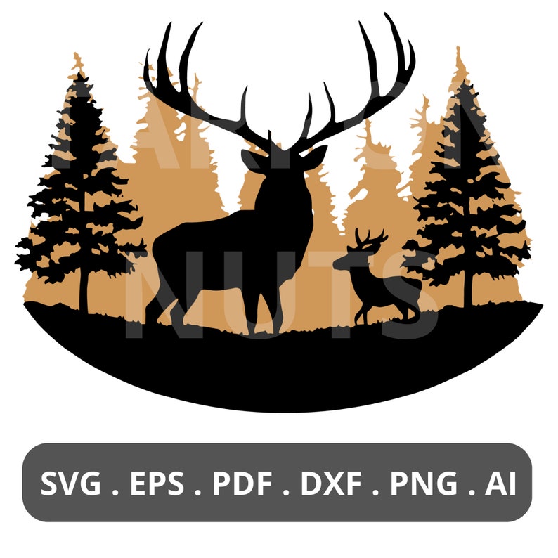 Deer Hunting Svg | Deer Svg | Hunting Svg | Pine Tree Forest Svg ...