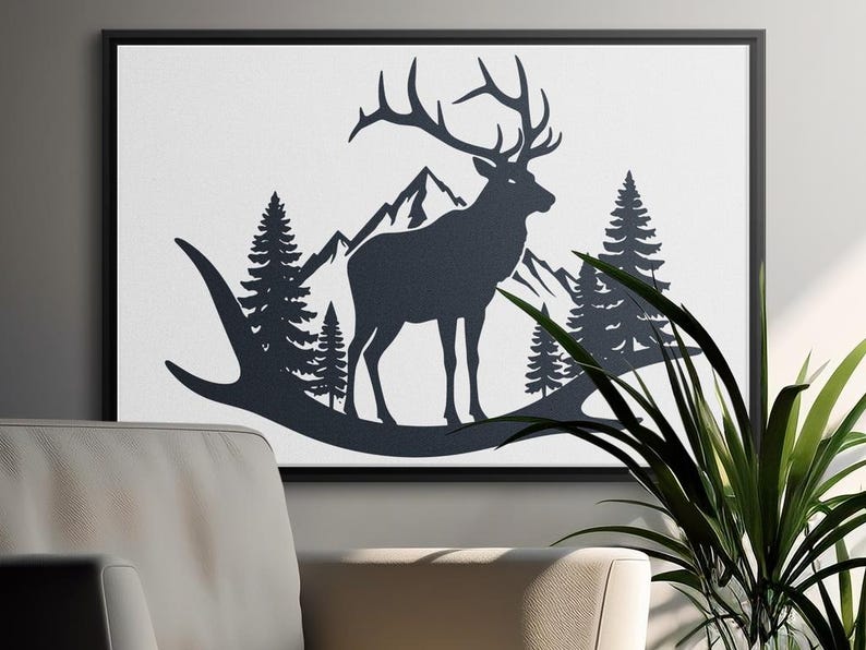 Elk Hunting Scene Svg | Elk Silhouette Svg | Majestic Elk Antler Svg ...