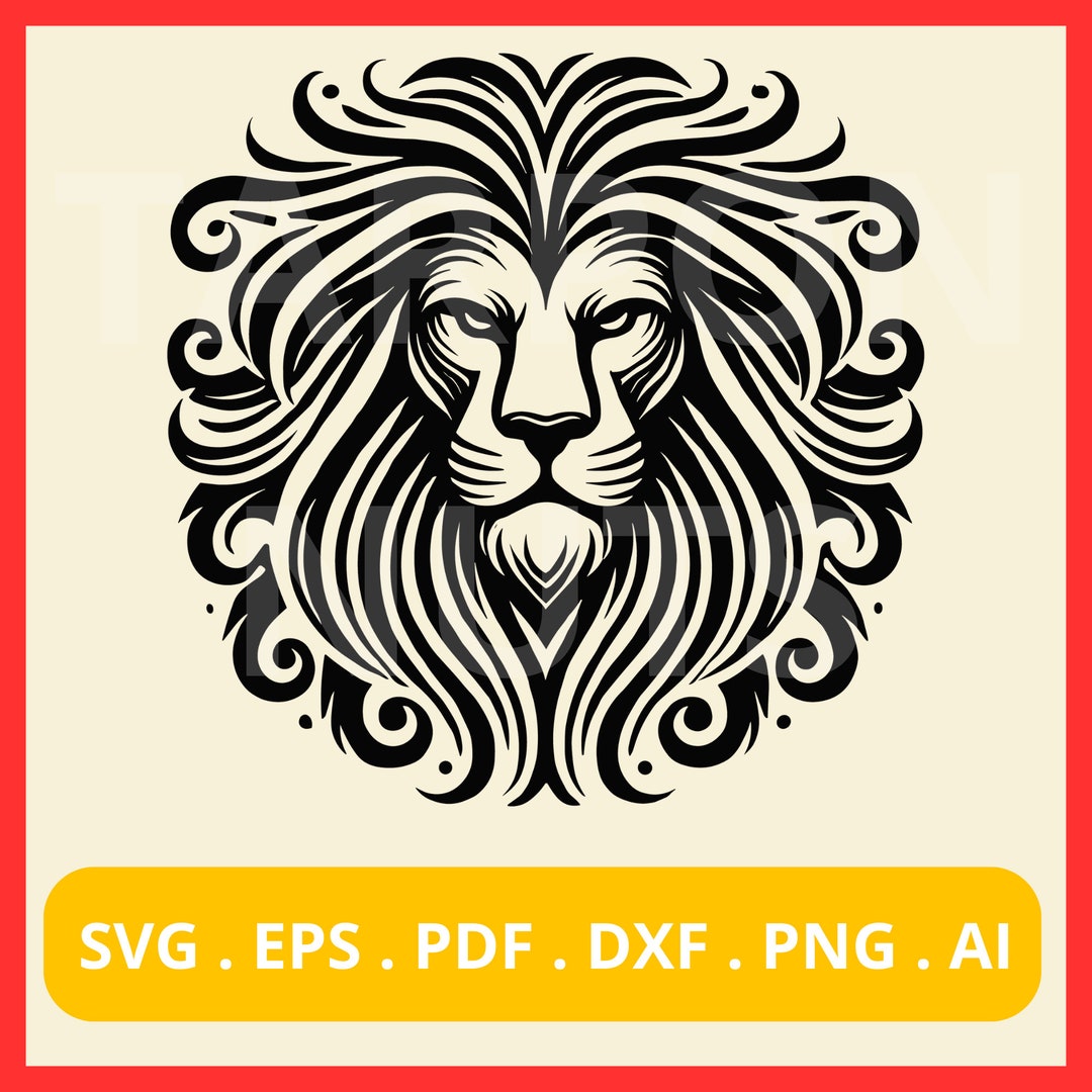 Lion Head Svg Black and White Lion Png Animal Tattoo Design Lion Face ...