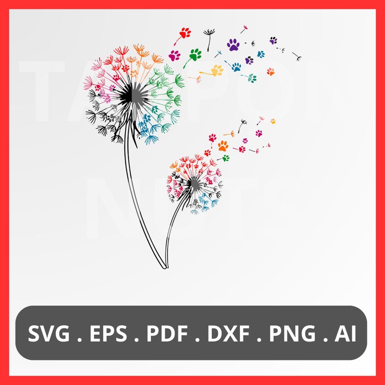 Dandelion Paw Print Svg | Pet Lover Svg | Paw Print Vector | Dandelion ...