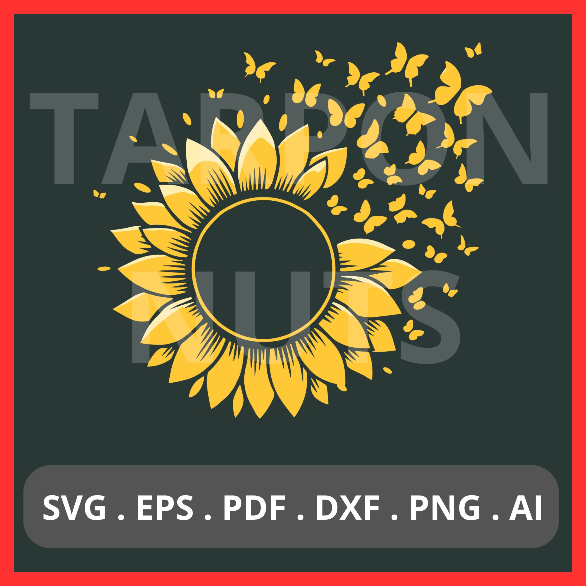 Sunflower and Butterflies Svg | Yellow Sunflower Svg | Sunflower Png ...