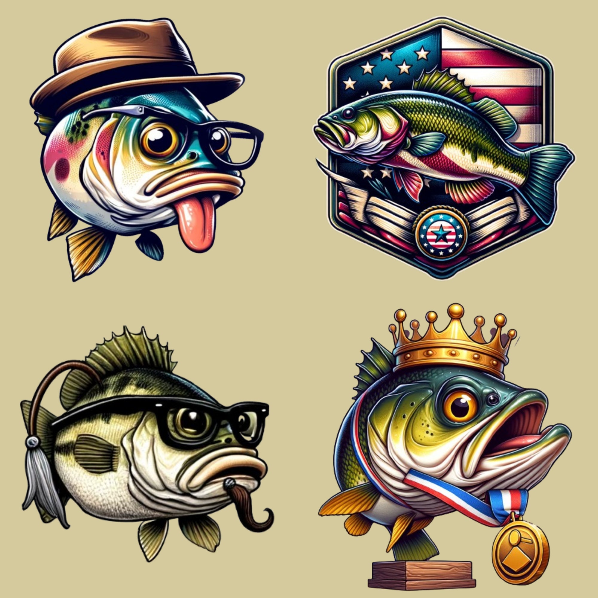 14 Bass SVG Bundle | Black Bass PNG File | Printable Art | Digital ...