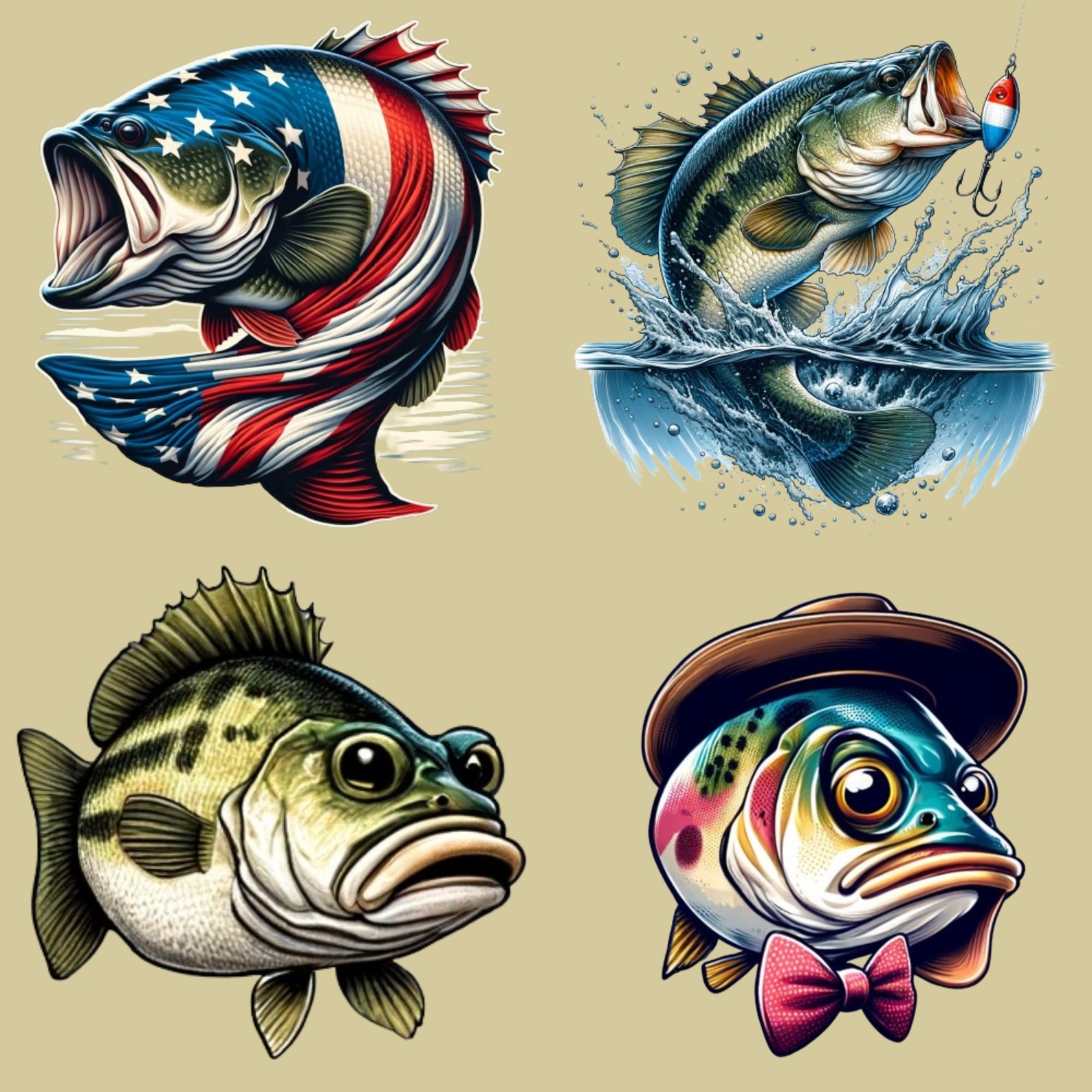 14 Bass SVG Bundle | Black Bass PNG File | Printable Art | Digital ...