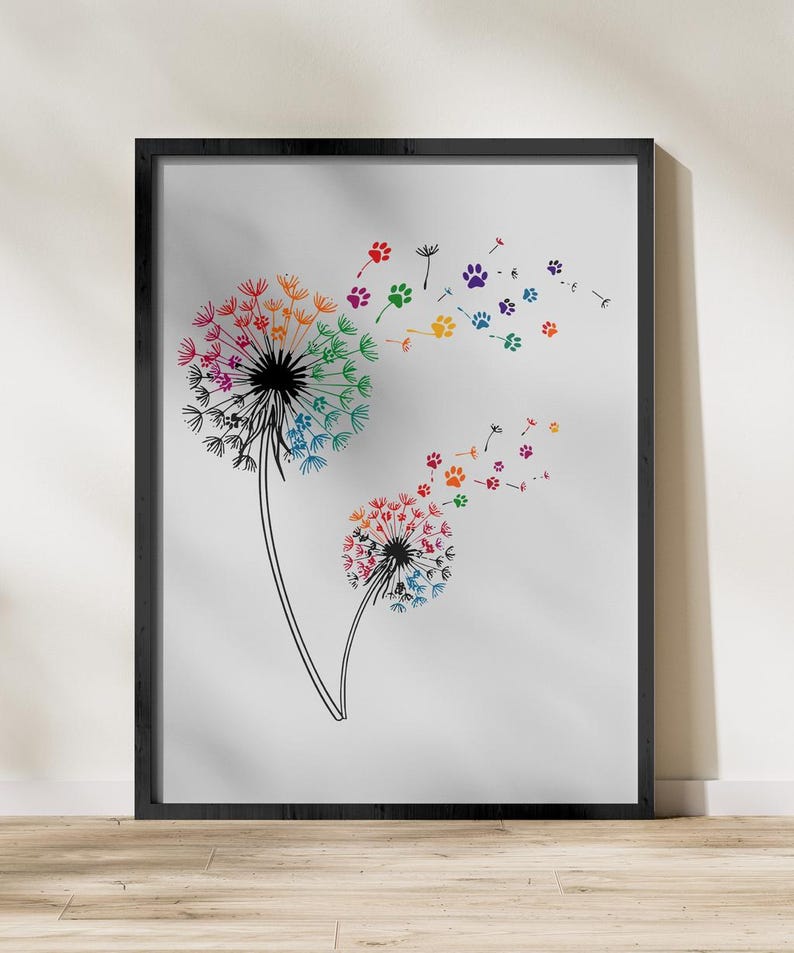 Dandelion Paw Print Svg | Pet Lover Svg | Paw Print Vector | Dandelion ...