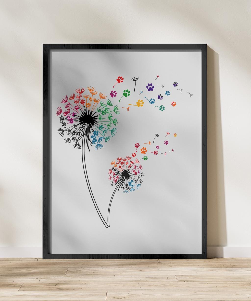 Dandelion Paw Print Svg | Pet Lover Svg | Paw Print Vector | Dandelion ...