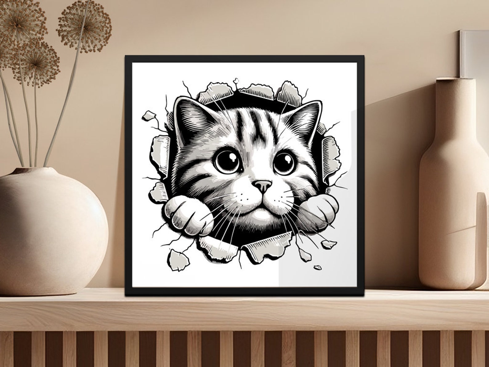 Cute Cat Svg | Cat Breaking Through Wall | Cartoon Cat Png | Funny Cat ...