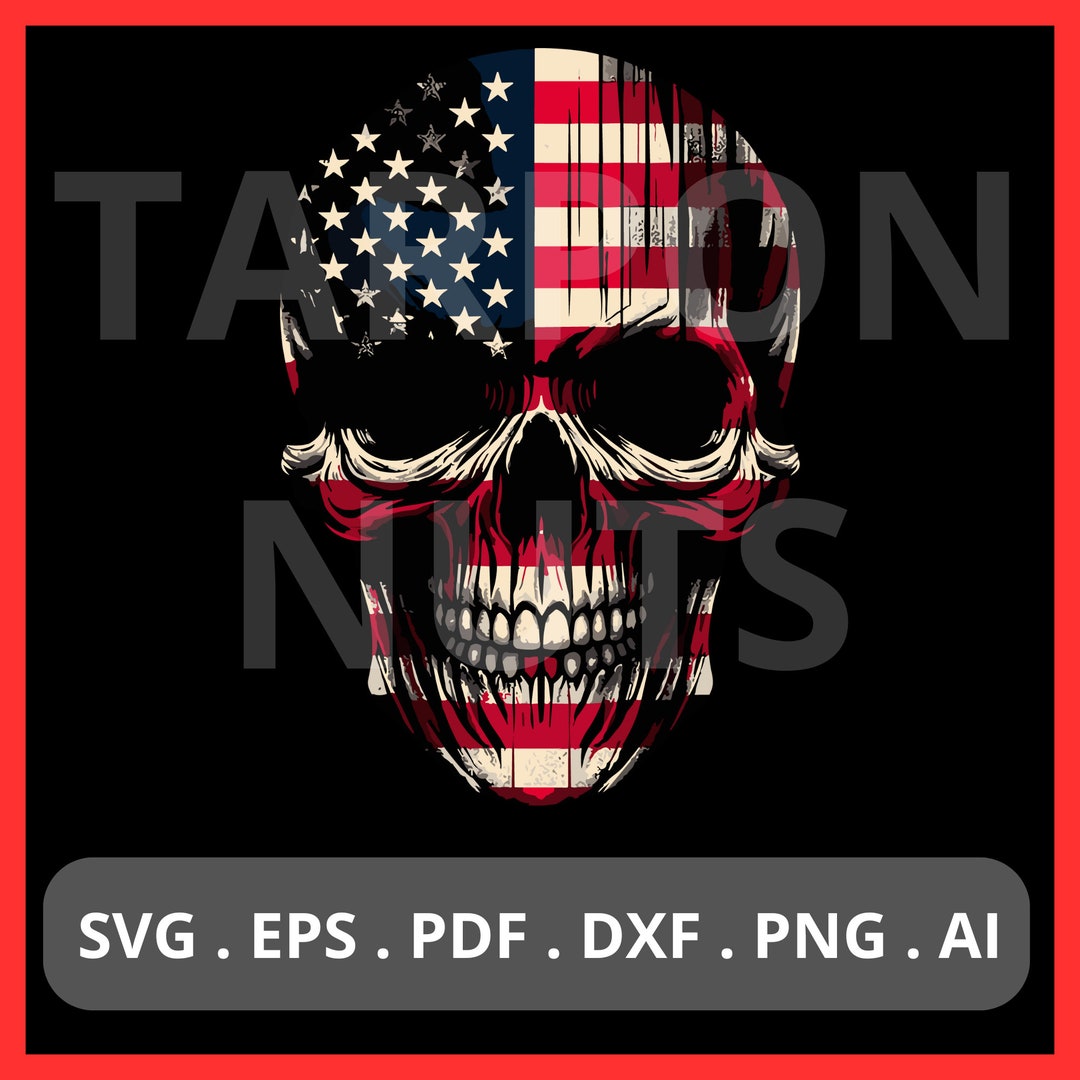 American Flag Skull Svg Patriotic Skull Svg American Gothic Art ...