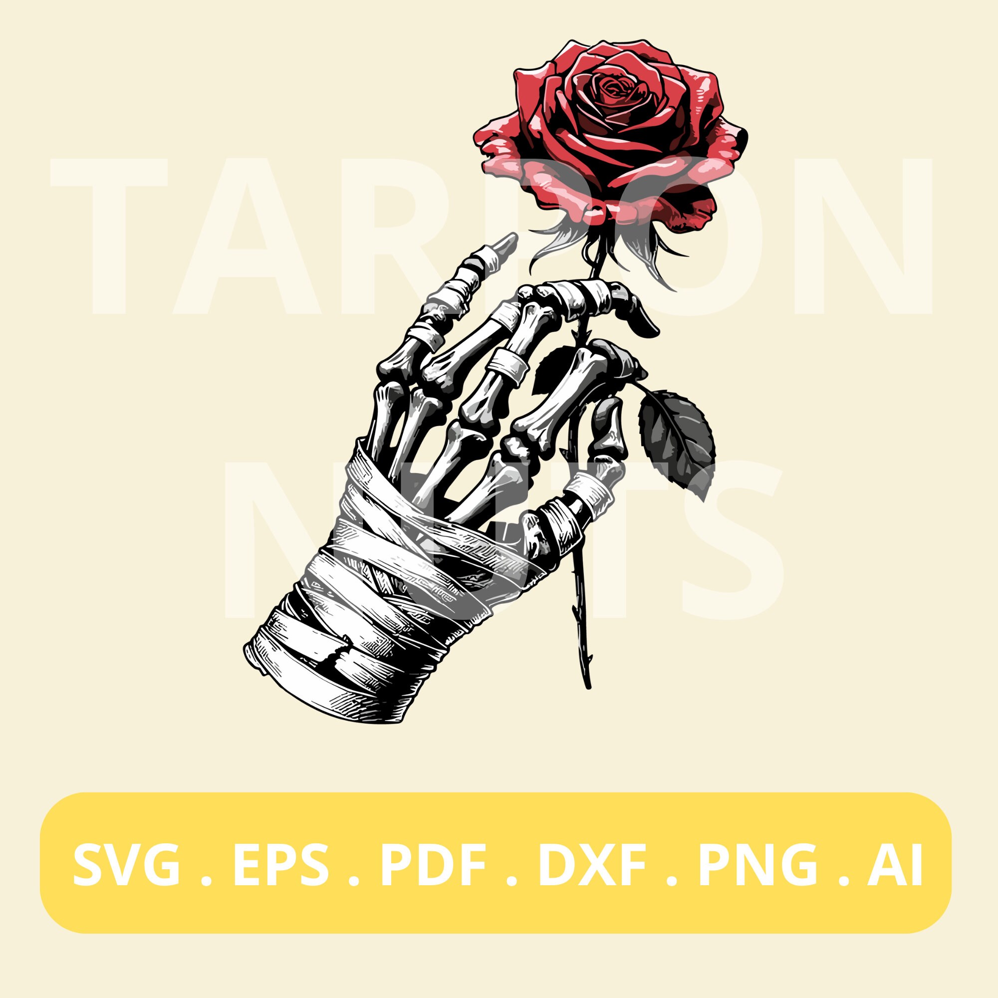Skeleton Hand Svg | Rose in Hand Png | Gothic Rose Artwork | Romantic ...