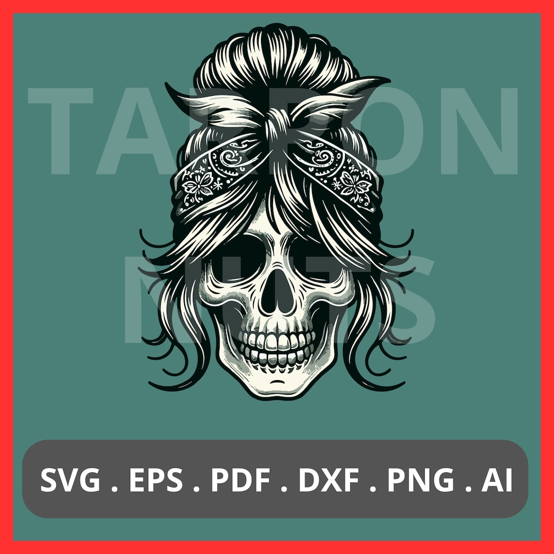 Feminine Skull Svg | Messy Bun Skull Svg | Skull Mom Svg | Skull ...