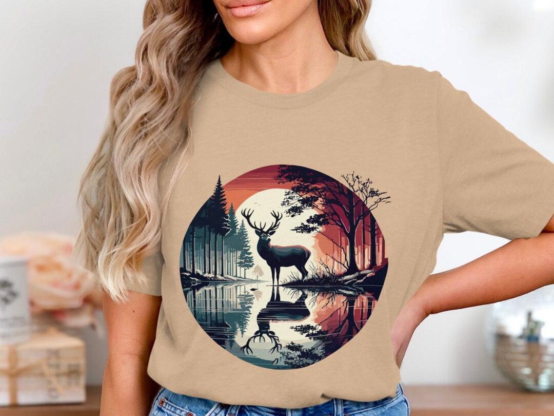 Deer Scene Svg | Deer and Forest Svg | Forest Png | Forest Sunset Svg ...