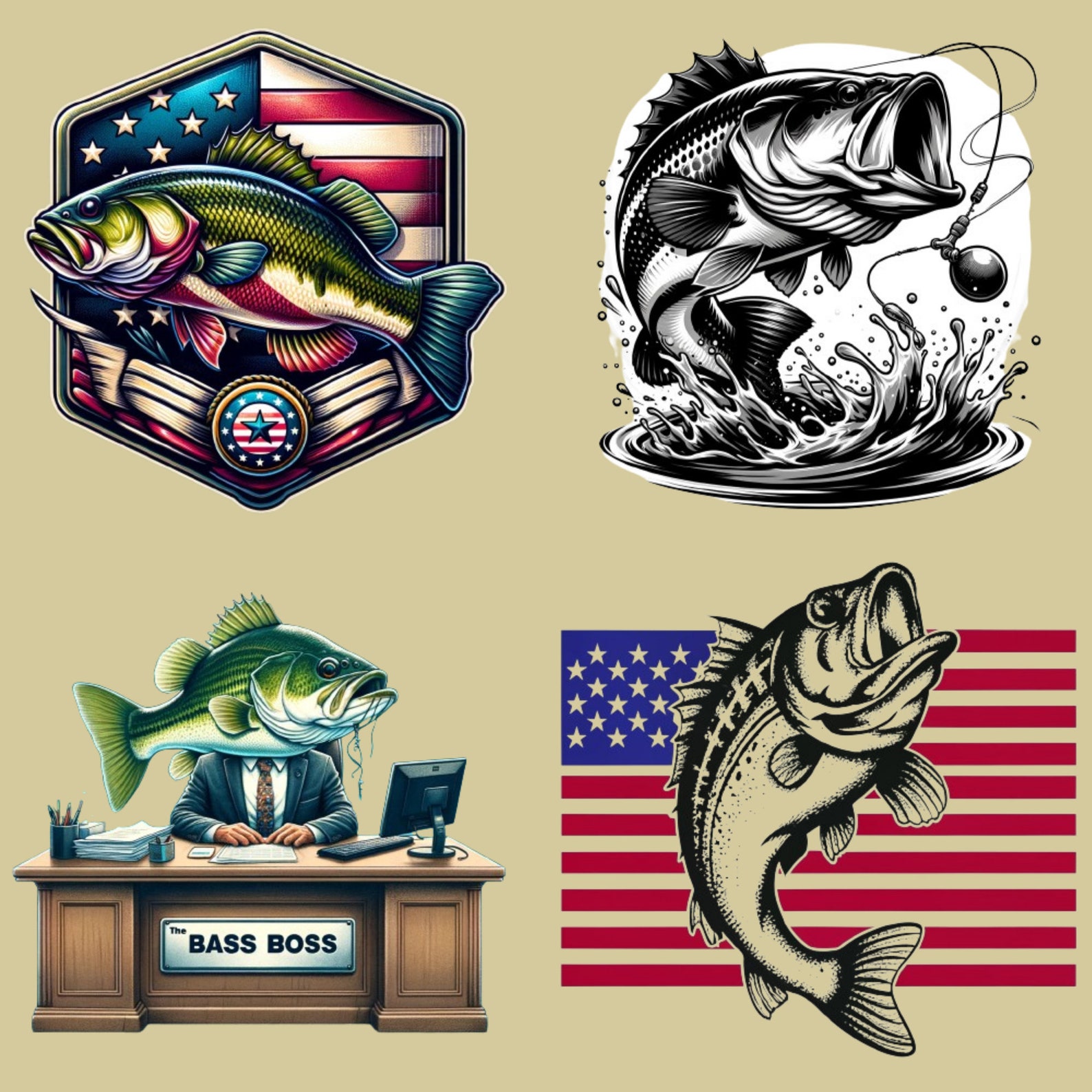 14 Bass SVG Bundle | Black Bass PNG File | Printable Art | Digital ...