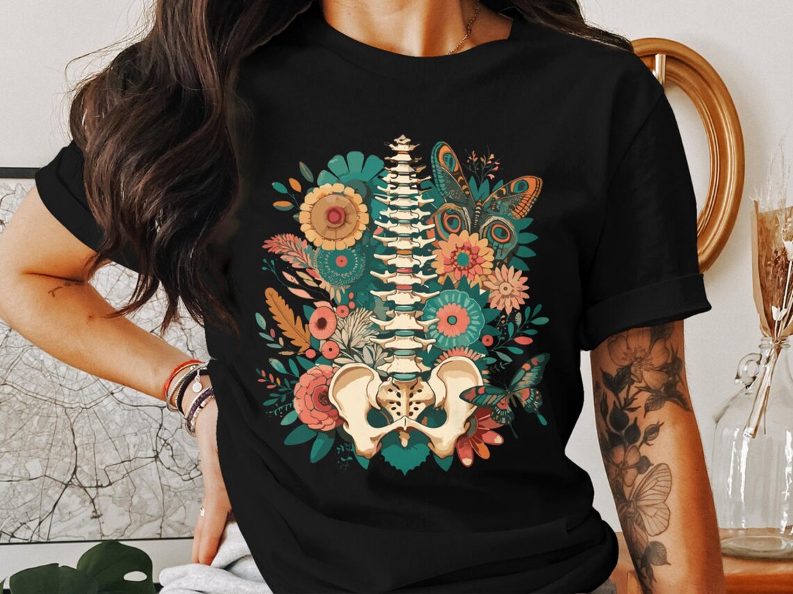 Floral Spinal Column Svg | Human Spine Svg | Medical Art | Butterfly ...