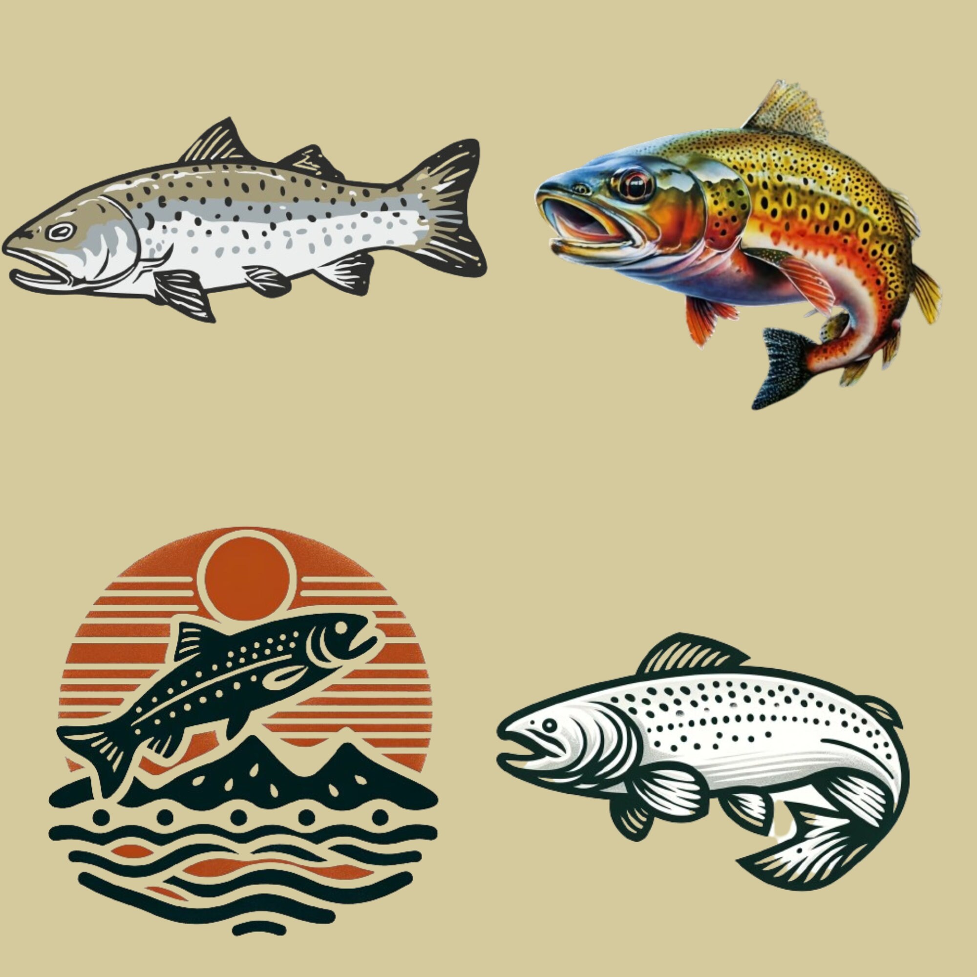 12 Fish SVG Bundle | 12 Trout Svg Bundle | Fishing SVG | Printable Art ...