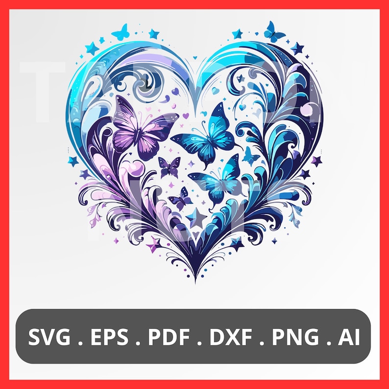 Butterfly Heart Svg | Blue Butterfly Svg | Butterfly and Heart Svg ...