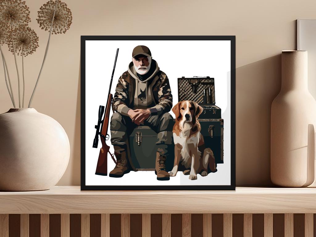 Old Man Hunter Svg | Hunting Scene Svg | Hunter With Dog Svg | Hunting ...
