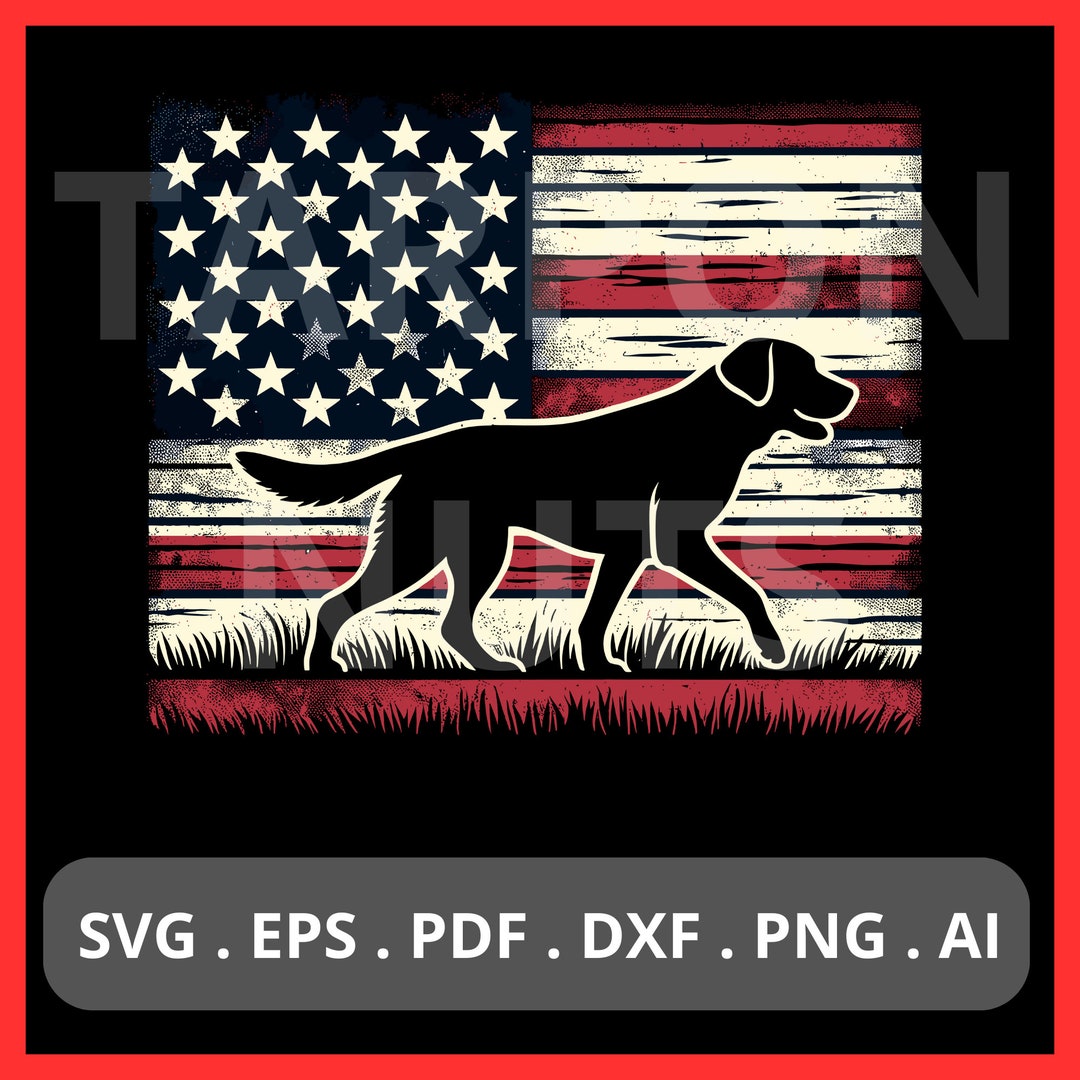 Labrador With USA Flag Image American Flag Labrador Silhouette Labrador ...