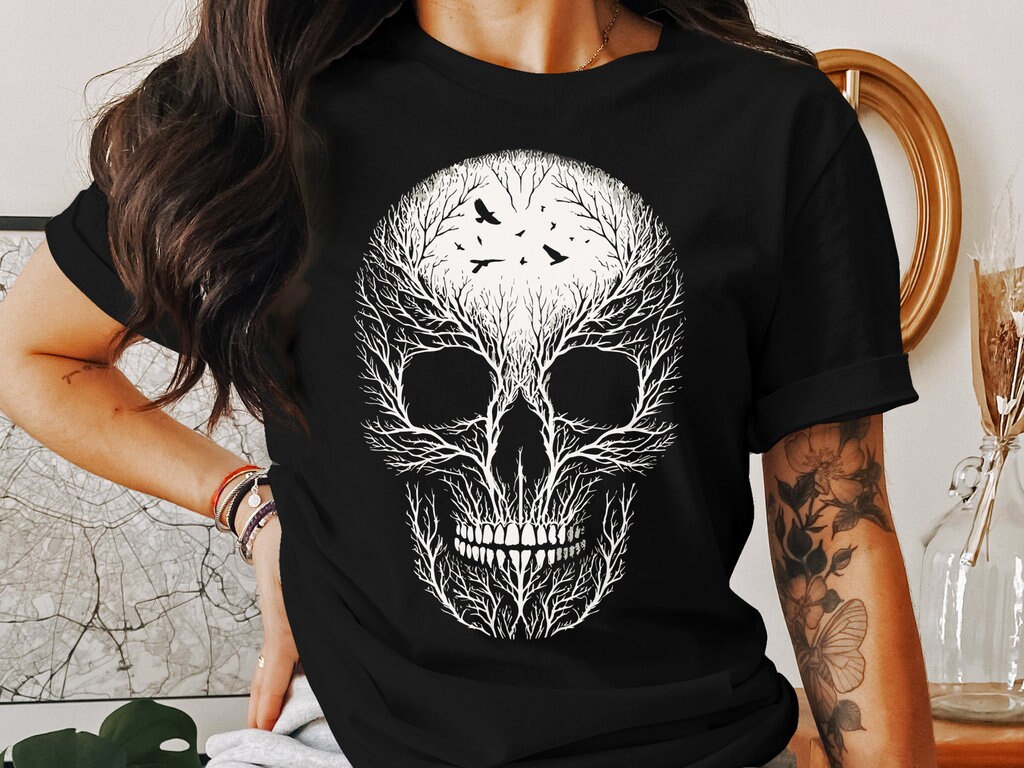 Nature Skull Svg | Skull Gothic Svg | Vector Skull Art | Gothic Nature ...