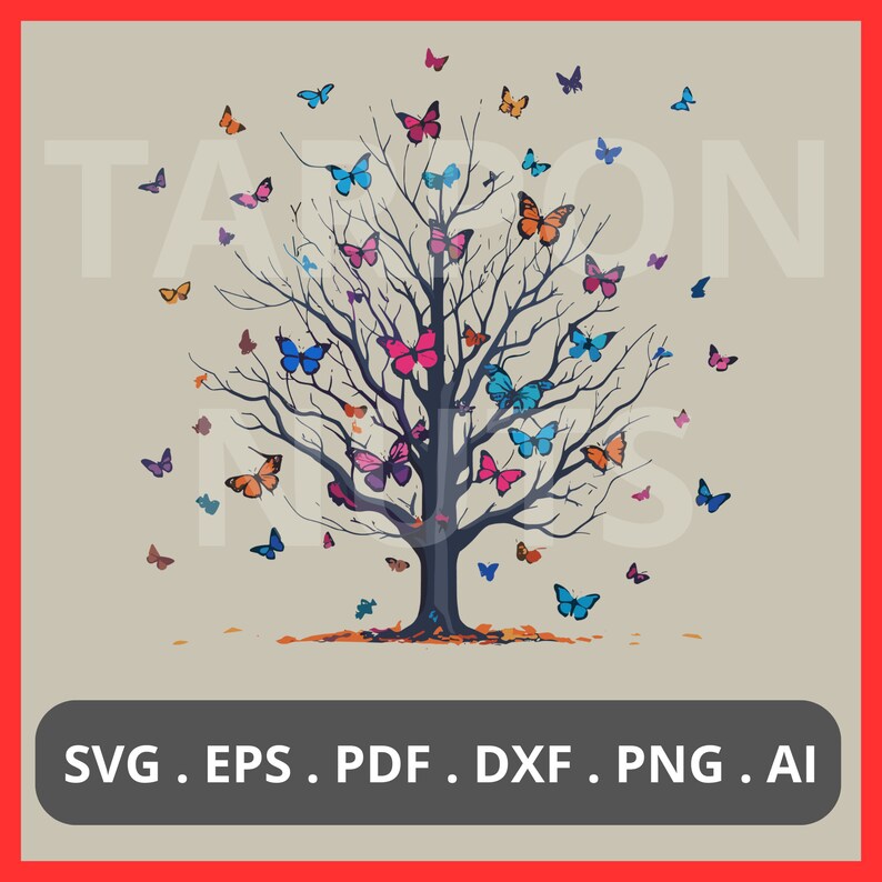 Butterfly Tree Svg | Colorful Butterflies Svg | Bare Tree With ...