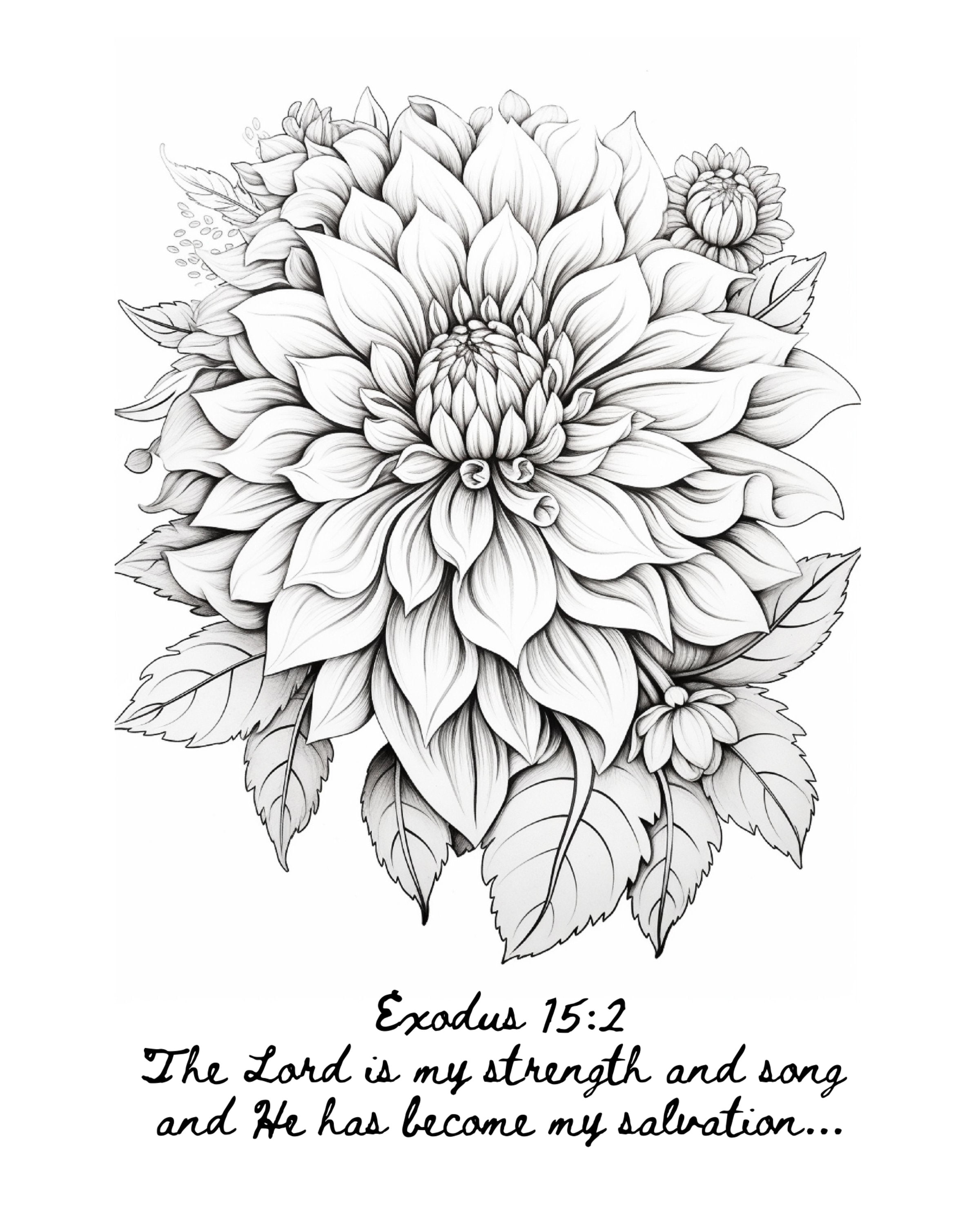 Faith and Flowers Adult Coloring Pages With Beautiful Flowers and ...