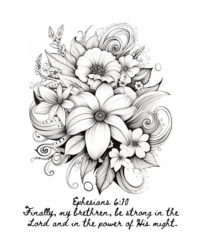 Faith and Flowers Adult Coloring Pages With Beautiful Flowers and ...