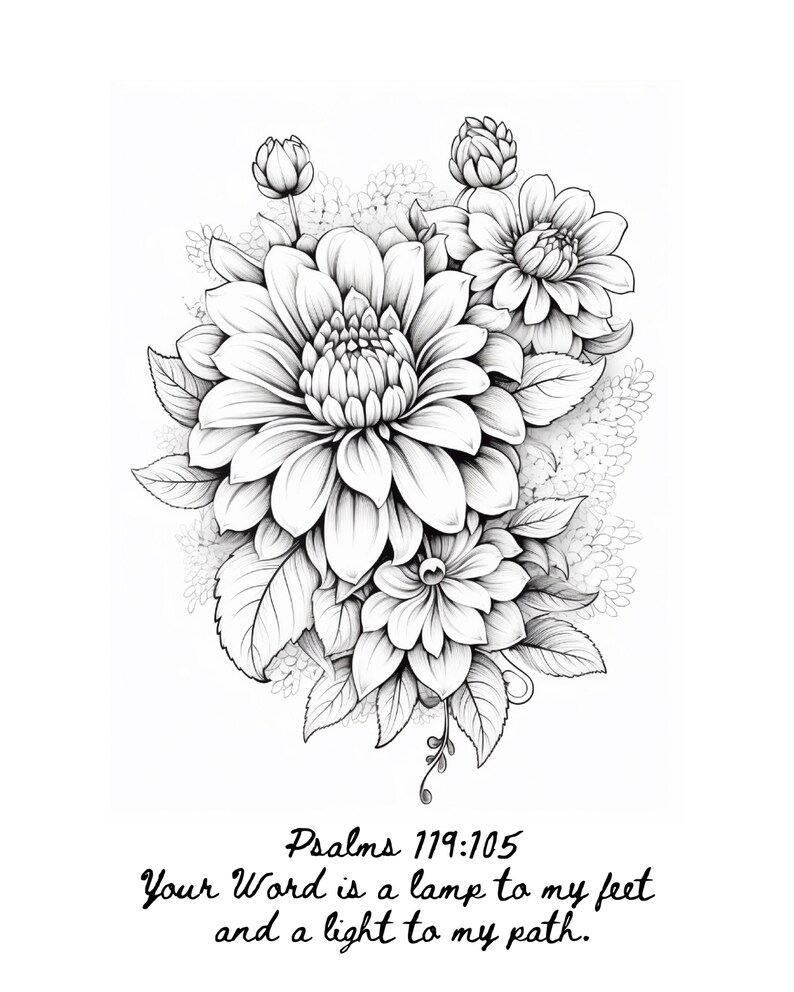 Faith and Flowers Adult Coloring Pages With Beautiful Flowers and ...