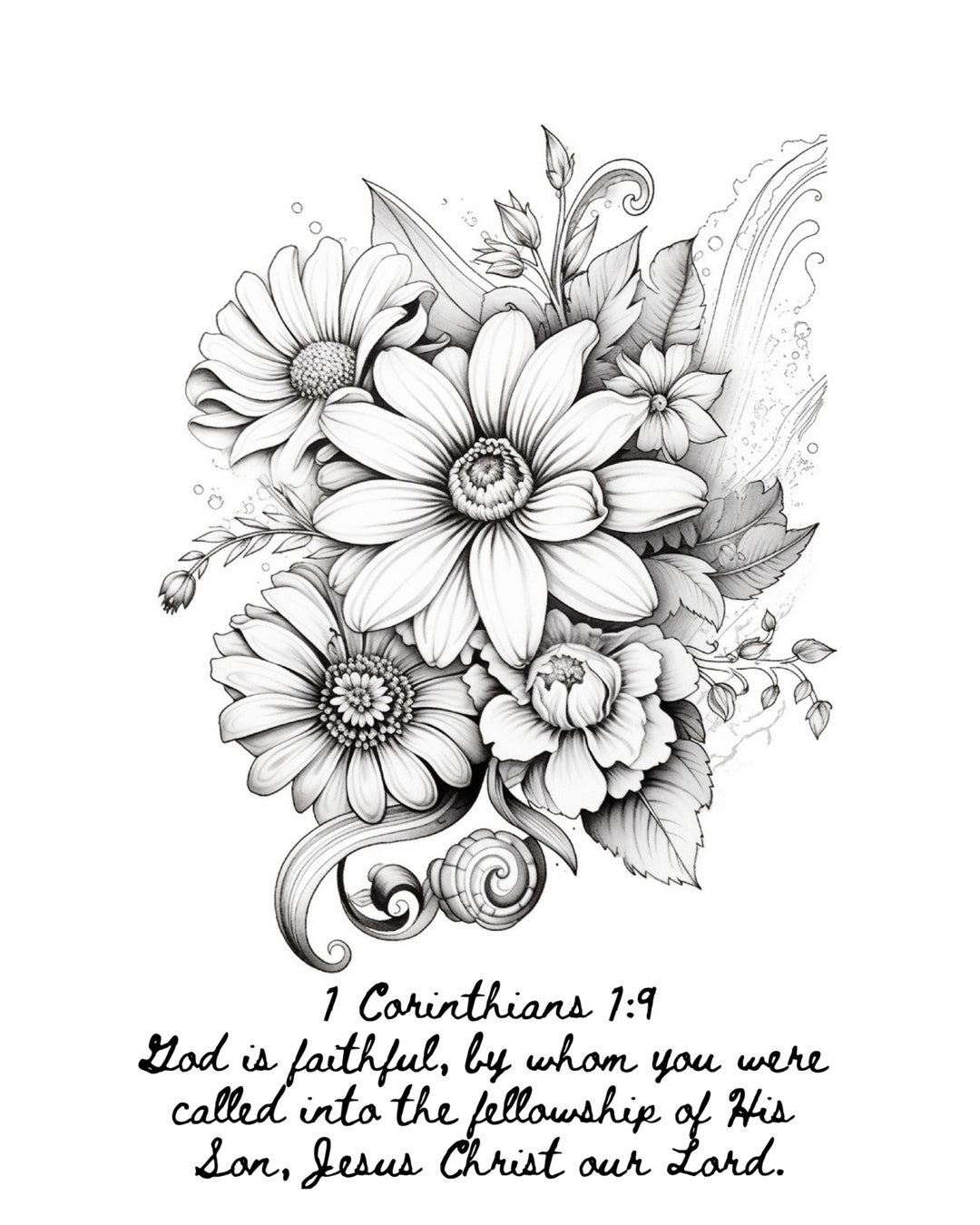 Faith and Flowers Adult Coloring Pages With Beautiful Flowers and ...