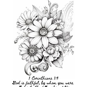 Faith and Flowers Adult Coloring Pages With Beautiful Flowers and ...