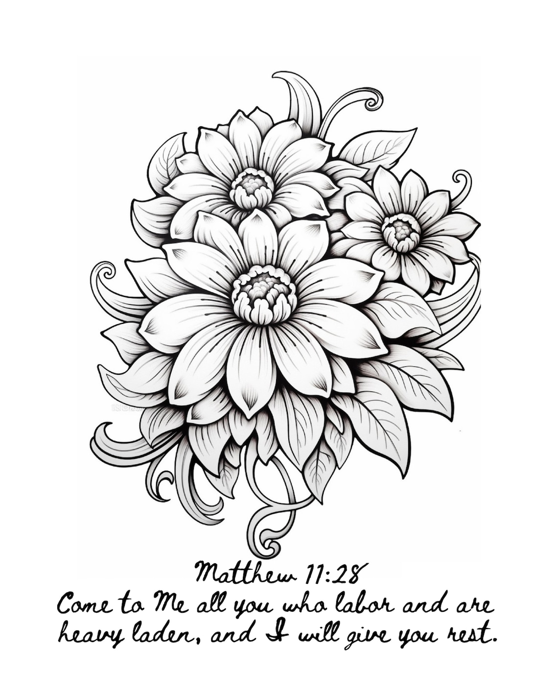 Faith and Flowers Adult Coloring Pages With Beautiful Flowers and ...