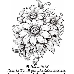 Faith and Flowers Adult Coloring Pages With Beautiful Flowers and ...