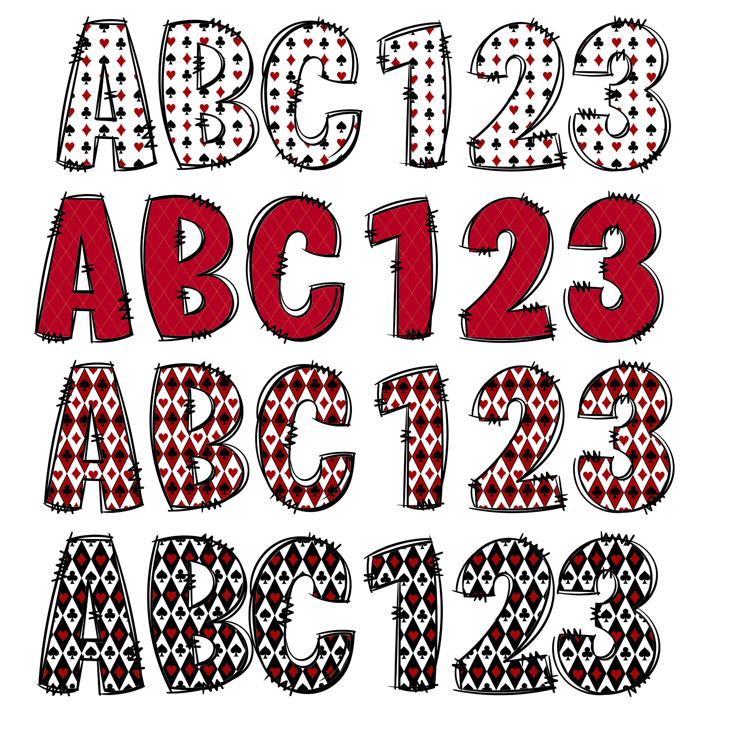 Deck of Cards Doodle Alphabet Letter Poker Cards Doodle Letter & Number ...