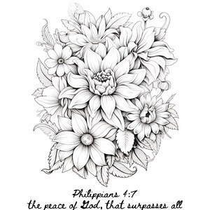 Faith and Flowers Adult Coloring Pages With Beautiful Flowers and ...