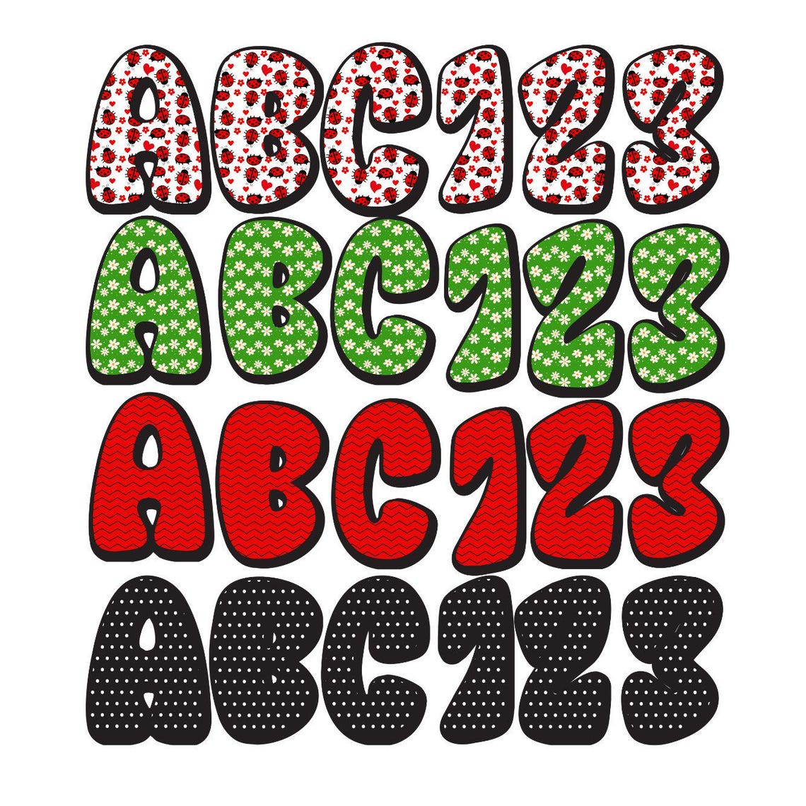 Red and Black Lady Bug Doodle Alphabet Letter Lady Bug Doodle Letter ...