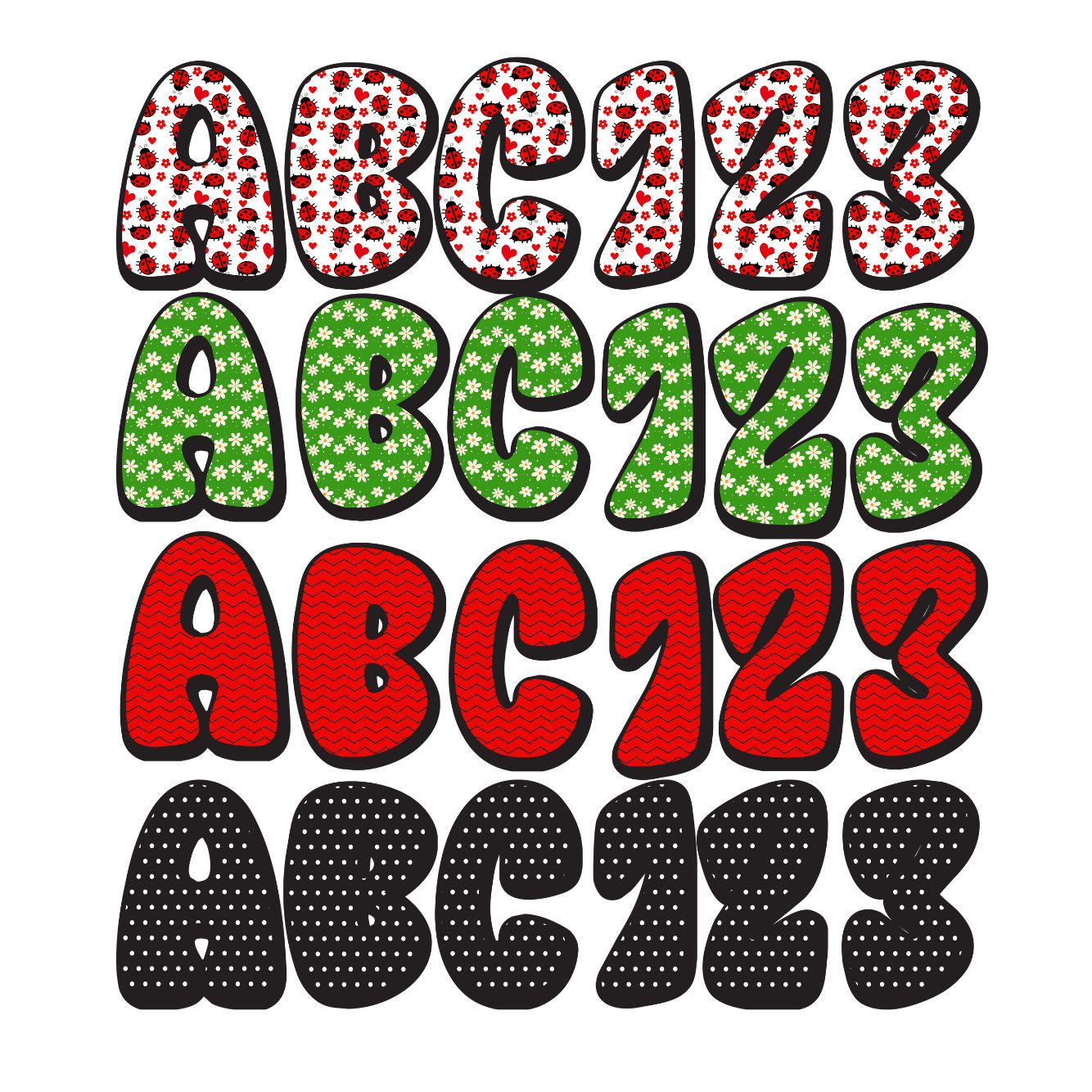Red and Black Lady Bug Doodle Alphabet Letter Lady Bug Doodle Letter ...