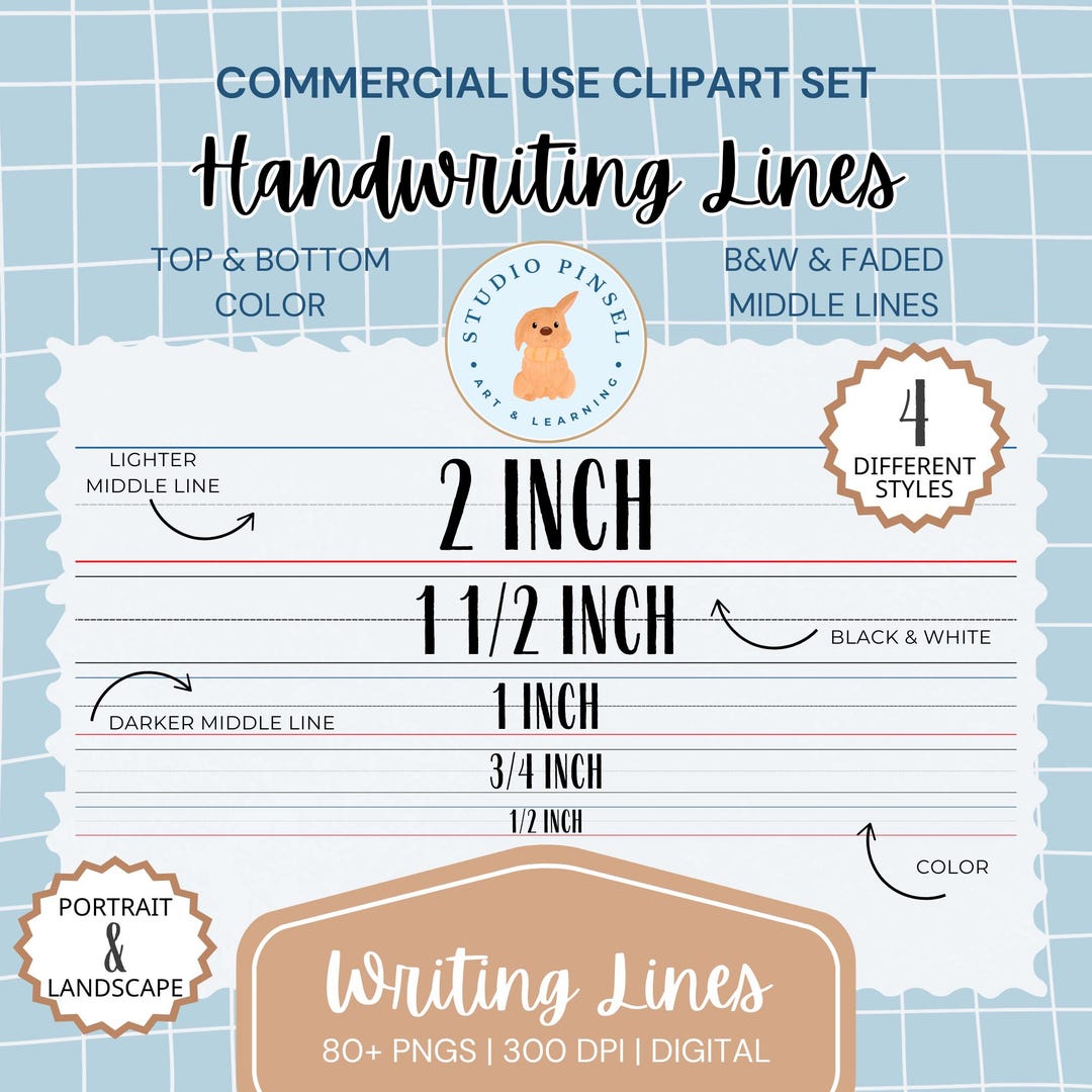 Clipart Handwriting Lines | Multiple Sizes & Styles | Single Lines and ...