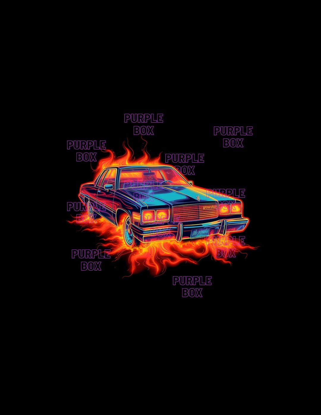 Classic Lowrider With Bright Color and Flames - Etsy