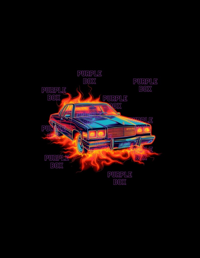 Classic Lowrider With Bright Color and Flames - Etsy