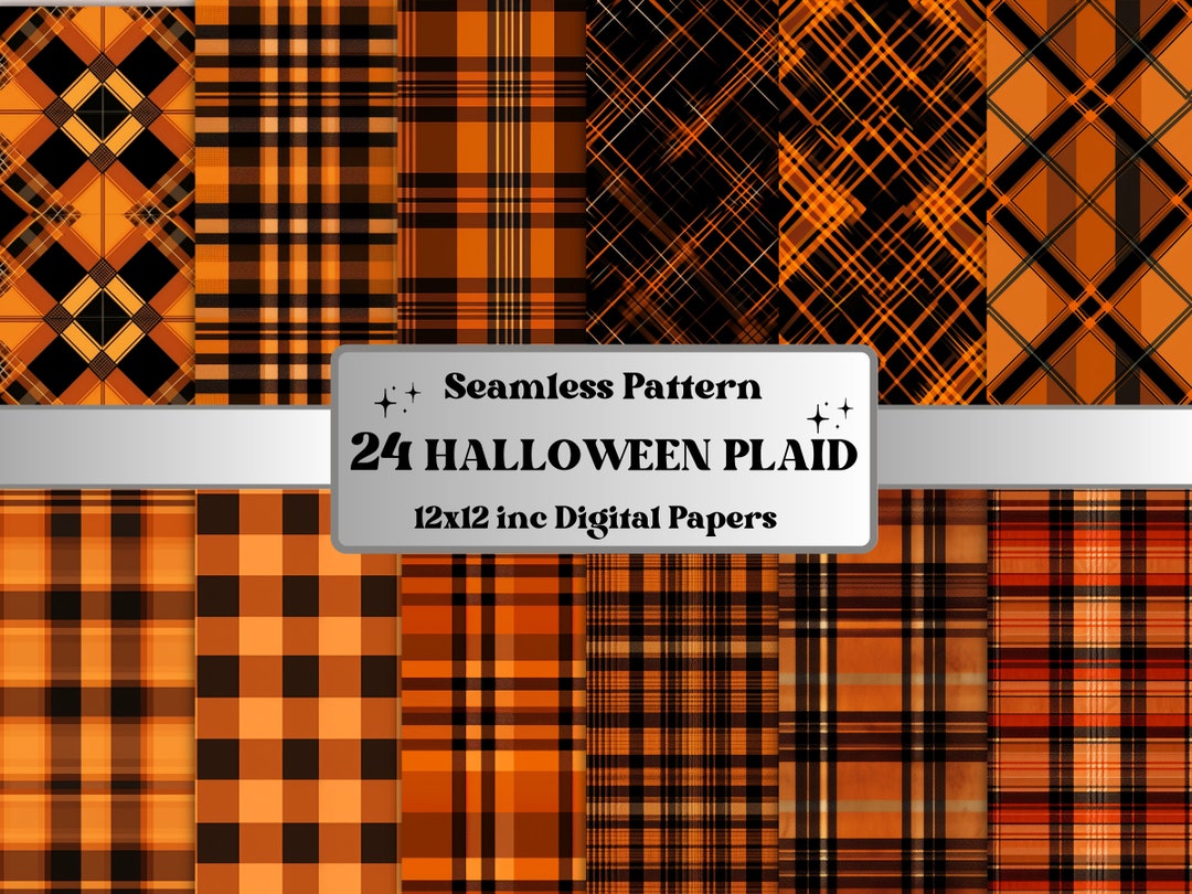 Seamless Halloween Plaid Digital Paper Pack, Fall Buffalo Plaid ...