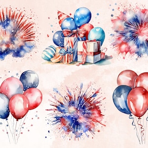 26 PNG Watercolor 4th of July Clipart Bundle, Patriotic Png ...