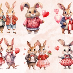 40 PNG Watercolor Valentine's Day Bunnies Clipart, Valentines Day ...