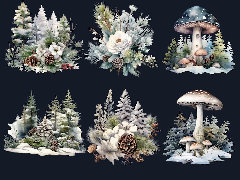 45 PNG Watercolor Winter Woodland Clipart, Snowy Winter Forest ...