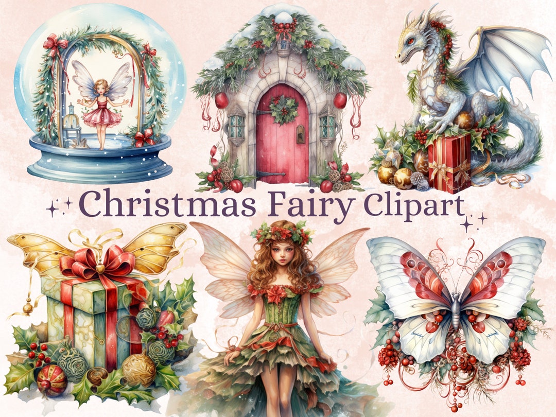 36 PNG Watercolor Christmas Fairy Garden Clipart Bundle, Fairytale ...