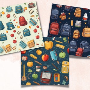 Seamless Back to School Digital Paper Pack, Cute School Education ...