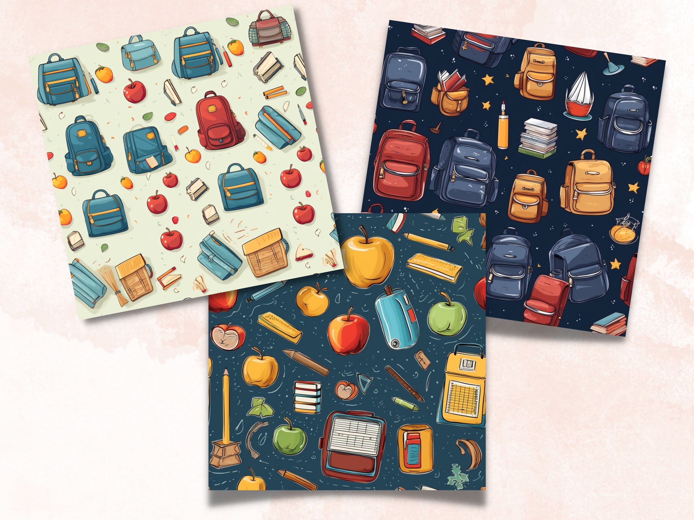Seamless Back to School Digital Paper Pack, Cute School Education ...