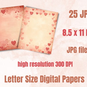 Printable Valentine's Day Digital Paper, Romantic Valentine Ephemera ...