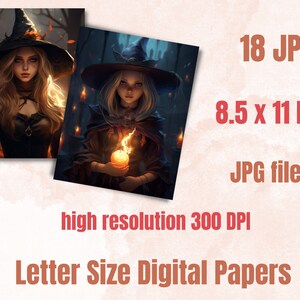 Printable Fantasy Witches Digital Paper, Mystic Witch Background ...