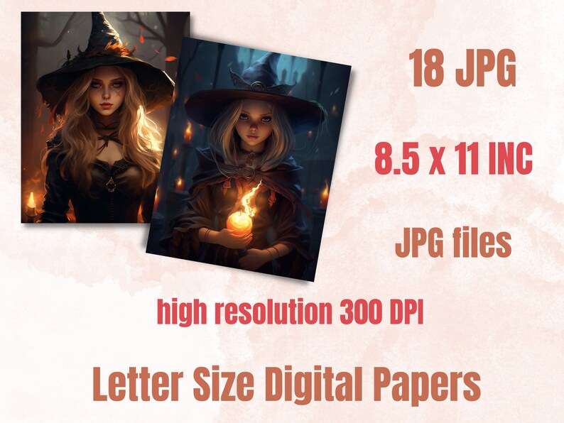 Printable Fantasy Witches Digital Paper, Mystic Witch Background ...