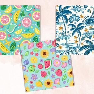 Seamless Summer Digital Paper, Tropical Floral Seamless Pattern, Summer ...